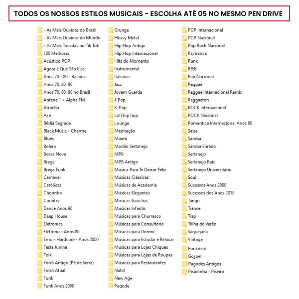 Pen Drive com Músicas - 25% Desconto - v2 Produtos